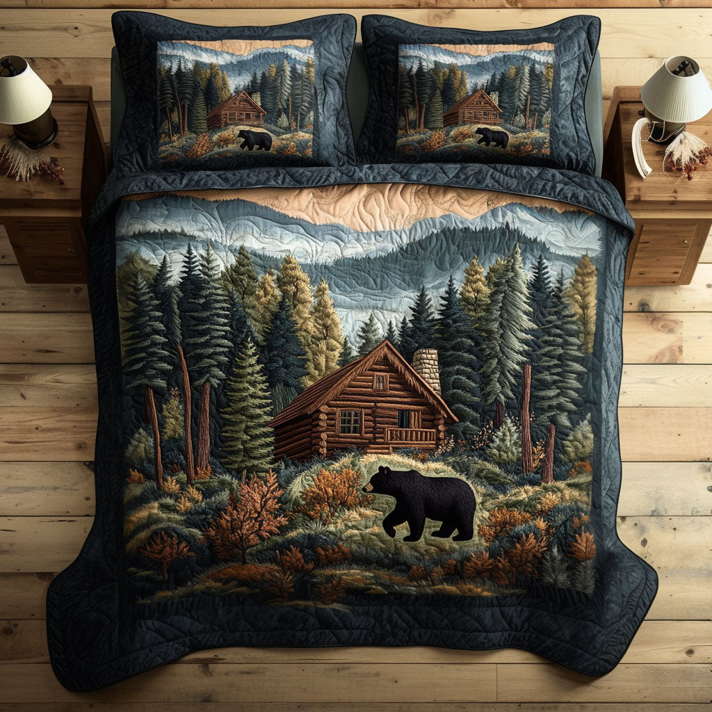 Timber Bear Haven 3-Piece Quilted Bedding Set NCU0PT6765 – Vantique