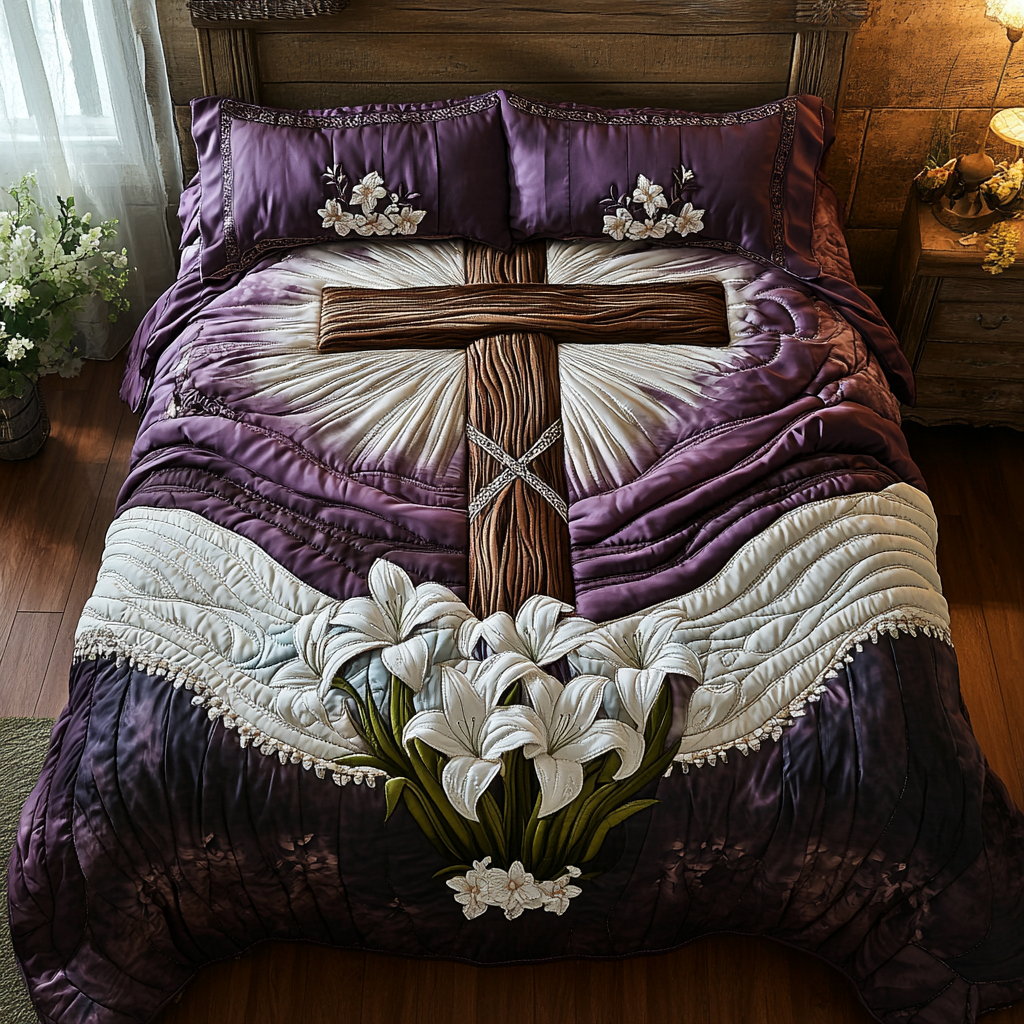 Timeless Cross 3-Piece Quilted Bedding Set NCU0DK8153 – Vantique