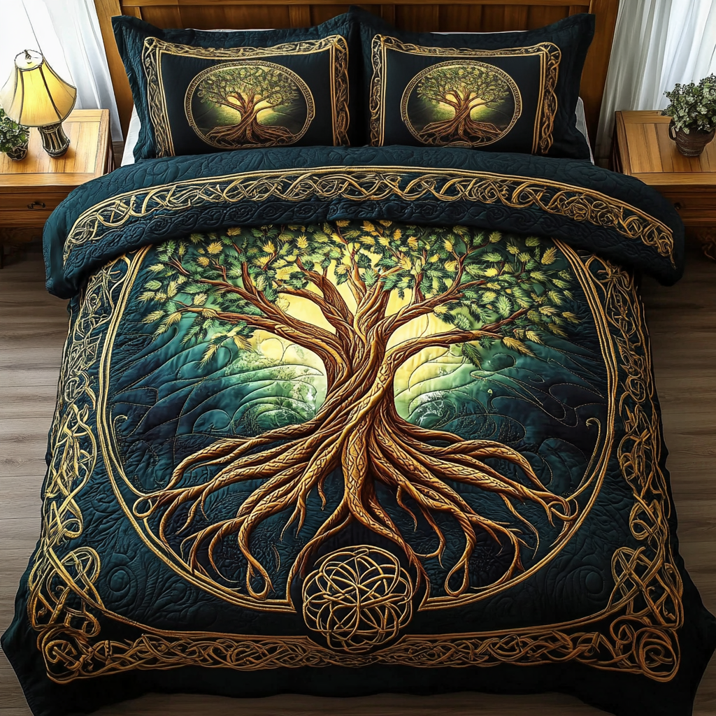 Timeless Growth 3-Piece Quilted Bedding Set NCU0VL873 – Vantique