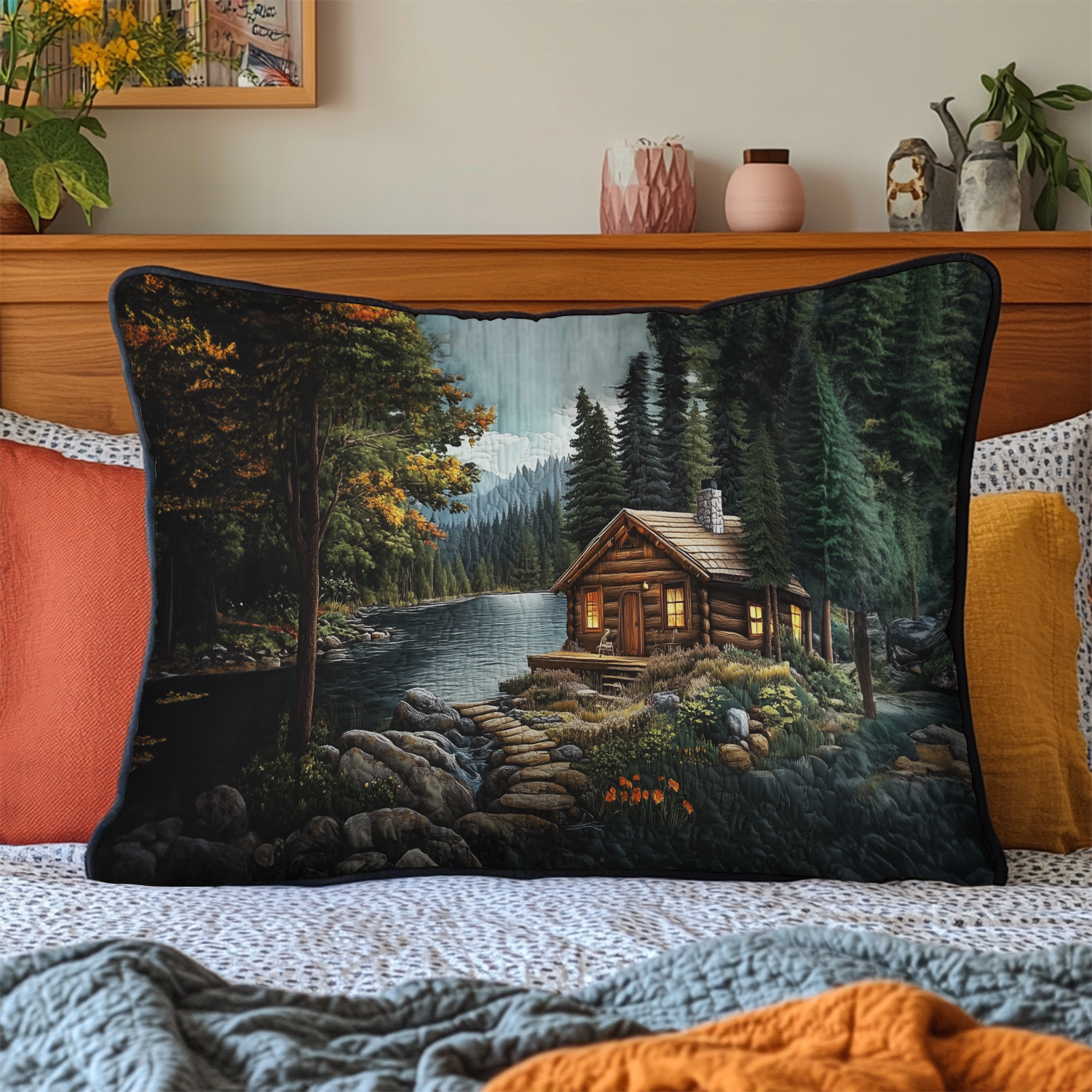 Timeless Log Cabin Quilted Bedding Pillow Case NCU0DK5047 – Vantique