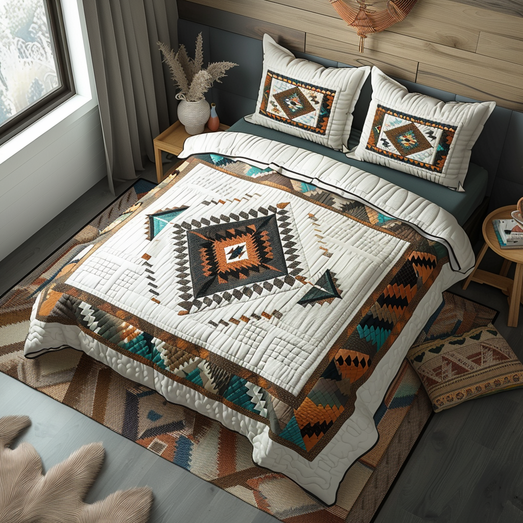 Tribal Echo 3-Piece Quilted Bedding Set NCU0DV3710 – Vantique