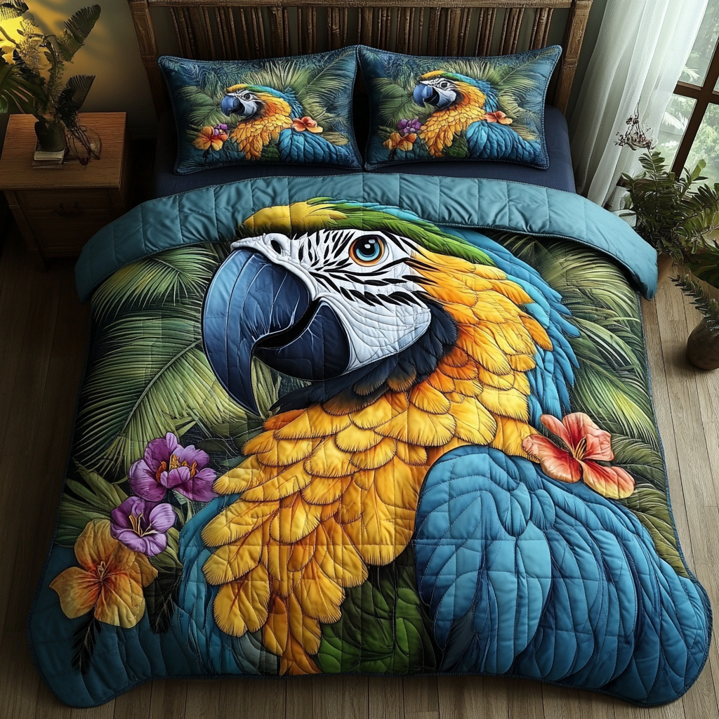 Tropical Flight 3-Piece Quilted Bedding Set NCU0DV3027 – Vantique