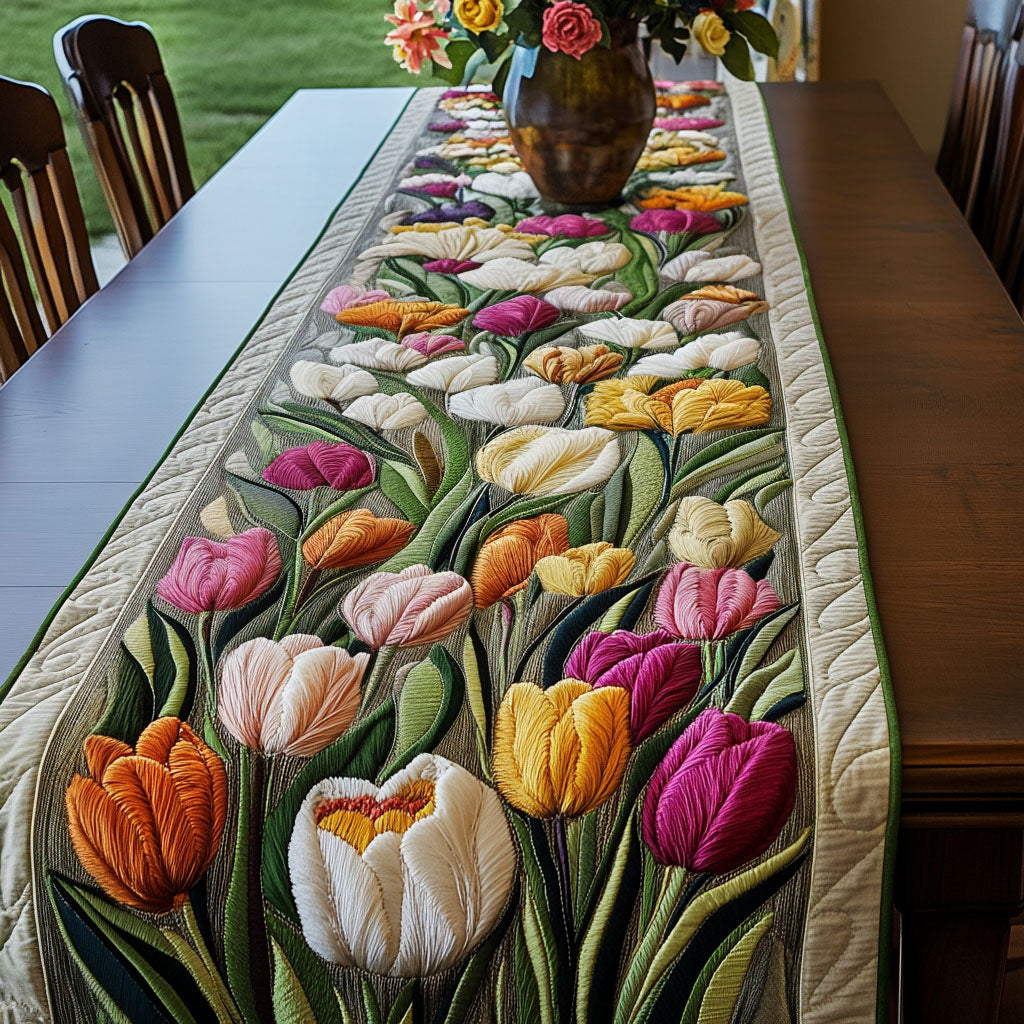 Tulip Garden Quilted Table Runner NCU0NT4637 – Vantique