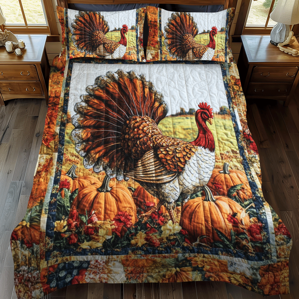 Turkey Thanksgiving Festive 3-Piece Quilted Bedding Set NCU0PD706 ...