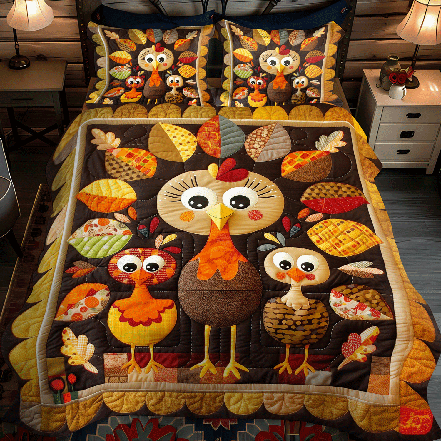 Turkey Time 3-Piece Quilted Bedding Set NCU0TH1099 – Vantique