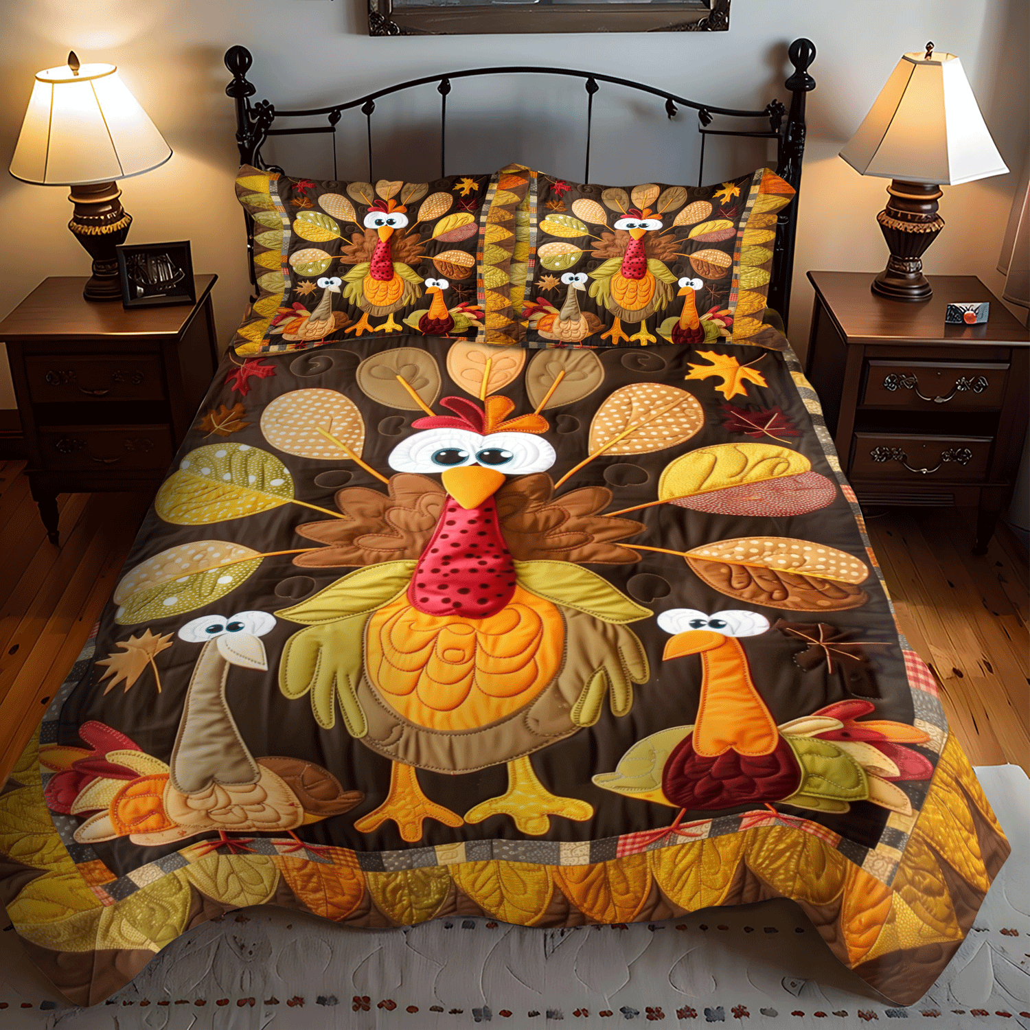 Turkey Togetherness 3-Piece Quilted Bedding Set NCU0TH1101 – Vantique