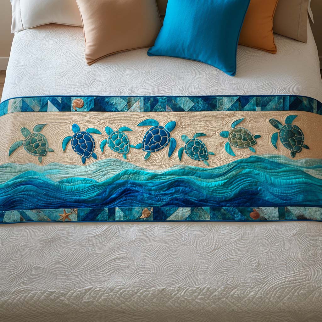 Turtle Journey Quilted Bed Runner NCU0NT9955 – Vantique