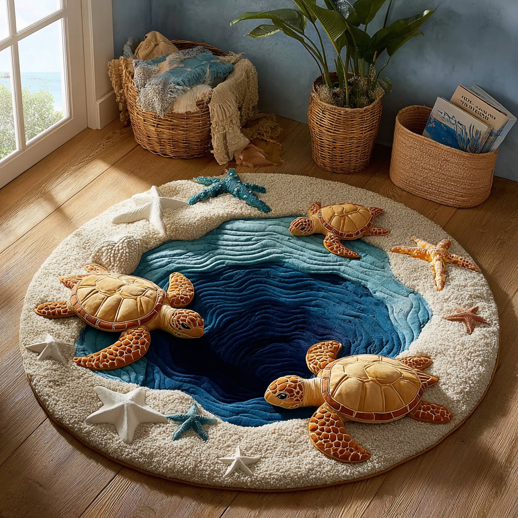 Turtle Journey Quilted Round Mat NCU0DK11351 – Vantique