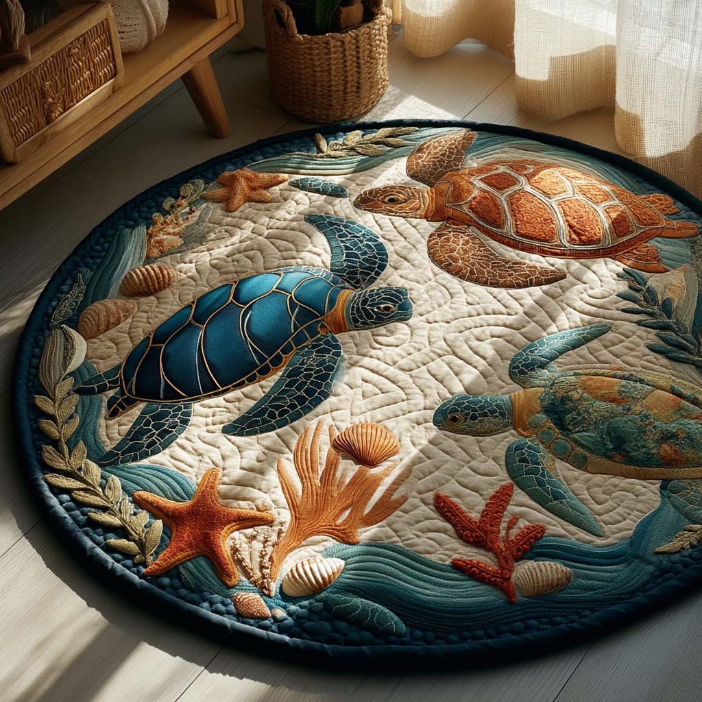 Turtle Paradise Quilted Round Mat NCU0TD029 – Vantique