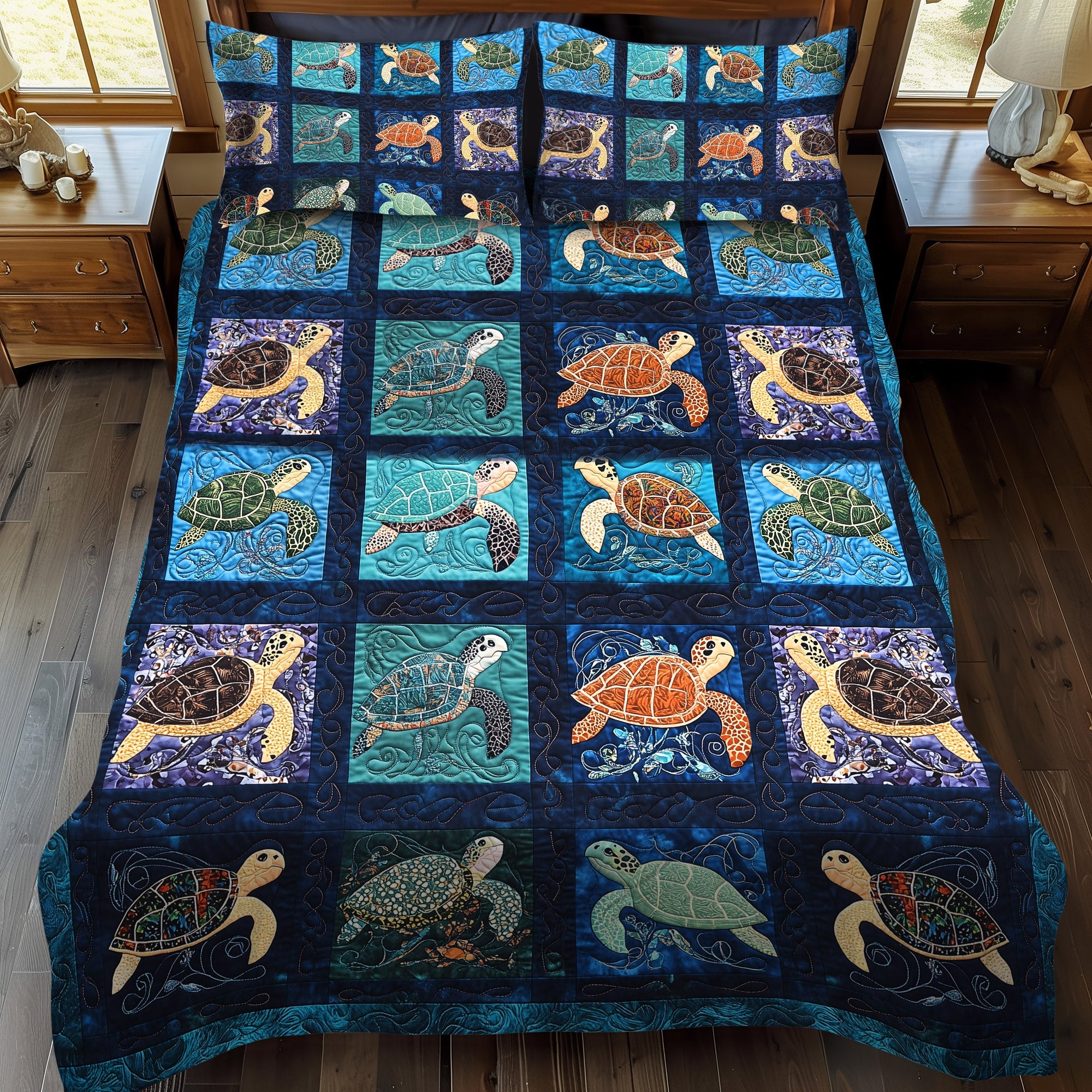 Turtle Tide Calm 3-Piece Quilted Bedding Set NCU0PT1860 – Vantique