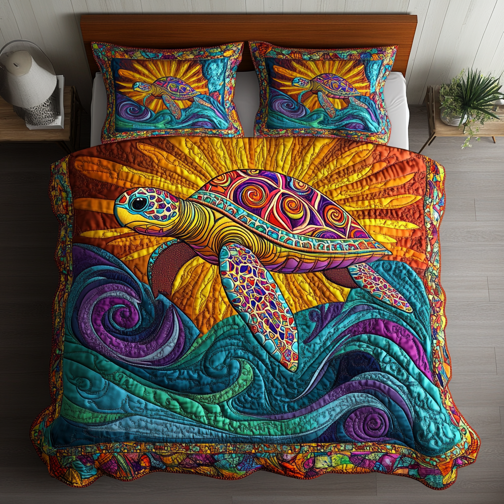 Turtle Tides 3-Piece Quilted Bedding Set NCU0DK4018 – Vantique