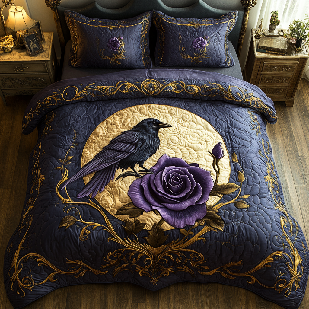 Twilight Beak 3-Piece Quilted Bedding Set NCU0DV2839 – Vantique