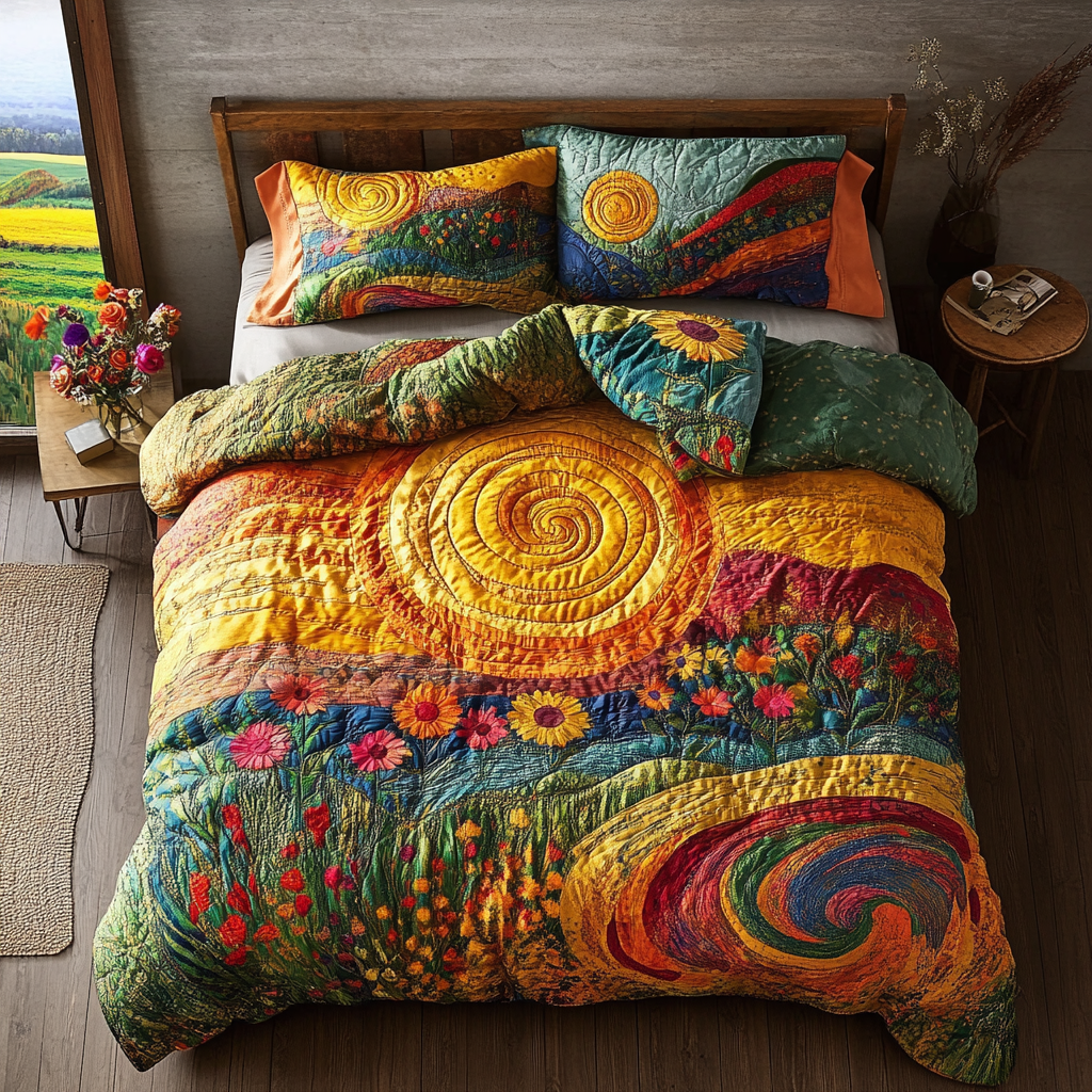 Twilight Sun 3-Piece Quilted Bedding Set NCU0VL1025 – Vantique
