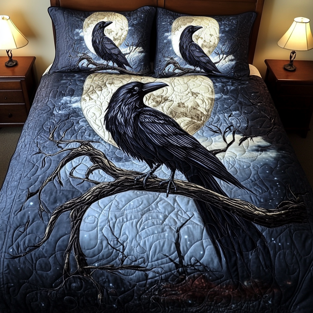 Twilight Tree 3-Piece Quilted Bedding Set NCU0VH2061 – Vantique