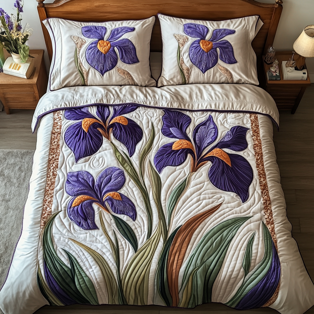 Velvet Iris 3-Piece Quilted Bedding Set NCU0VH4687 – Vantique