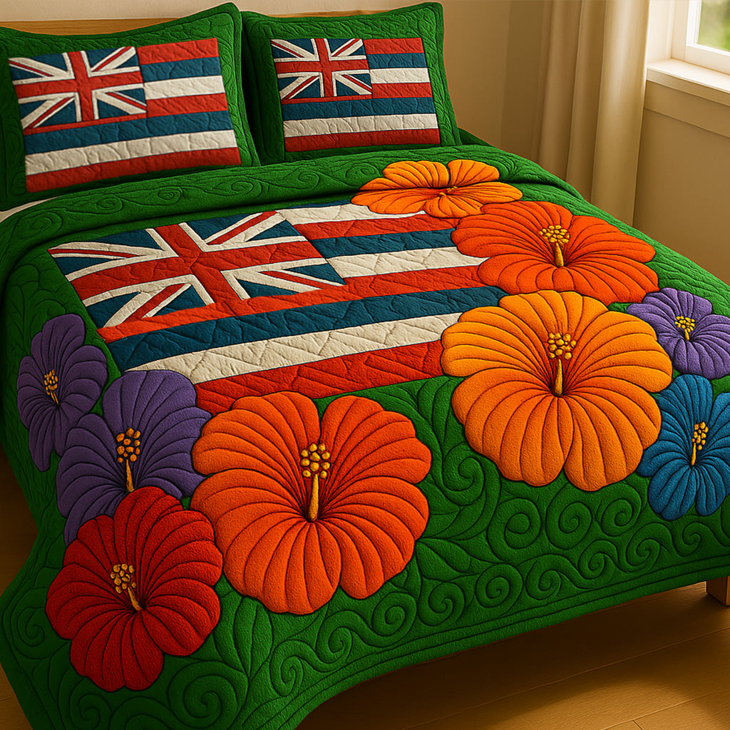 Vibrant Paradise 3-Piece Quilted Bedding Set NCU0NT5817 – Vantique