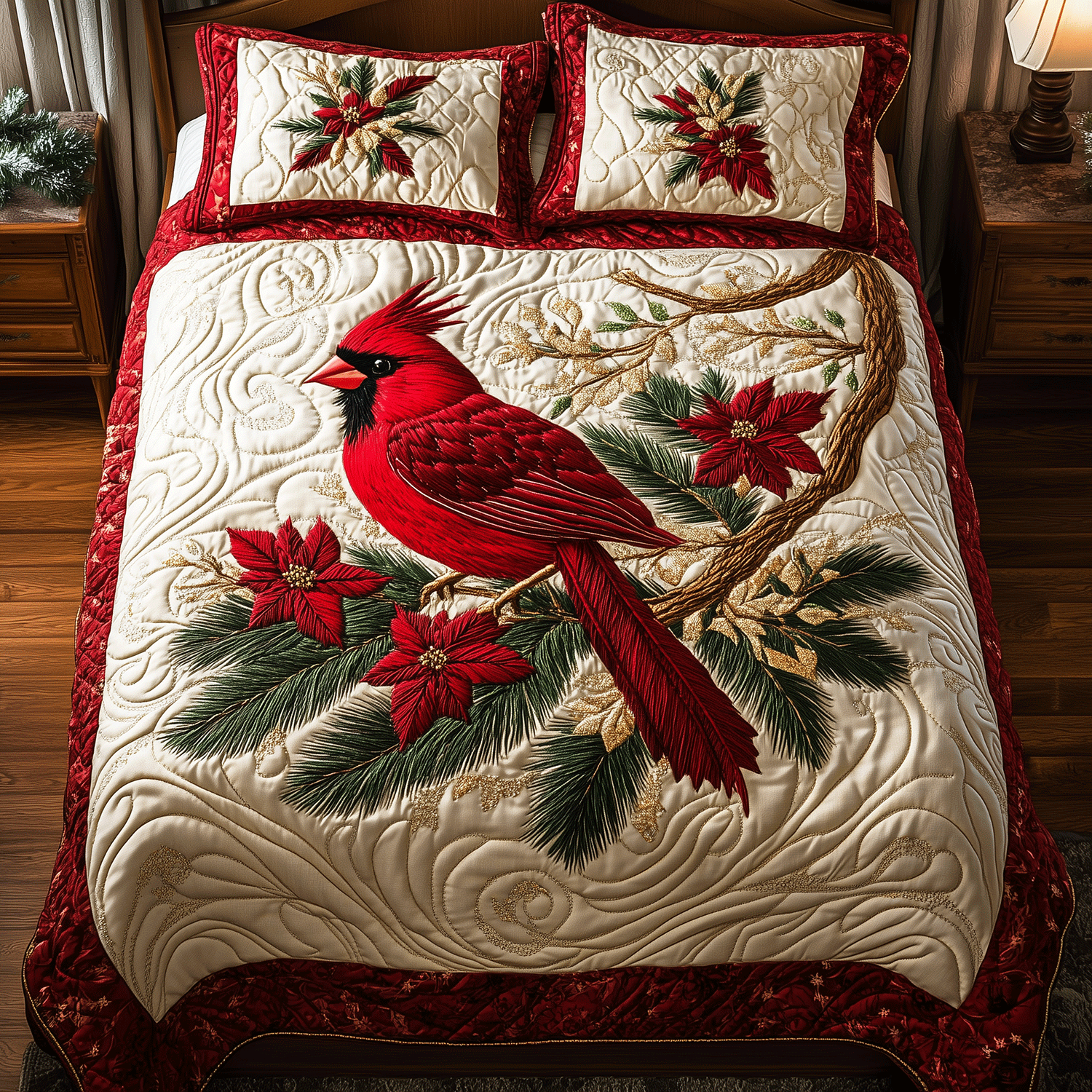 Vibrant Cardinal 3-Piece Quilted Bedding Set NCU0TH2142 – Vantique