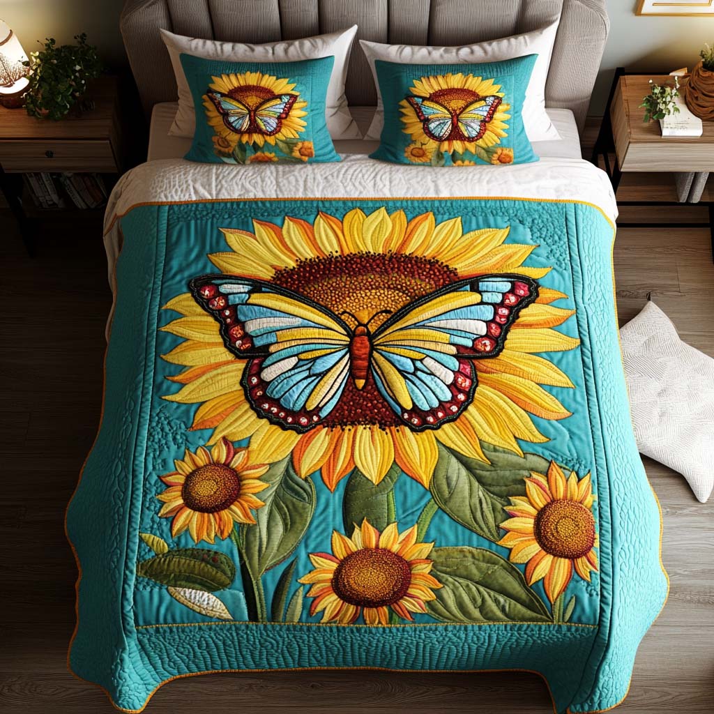 Vibrant Wings Symphony 3-Piece Quilted Bedding Set NCU0NT2386 – Vantique