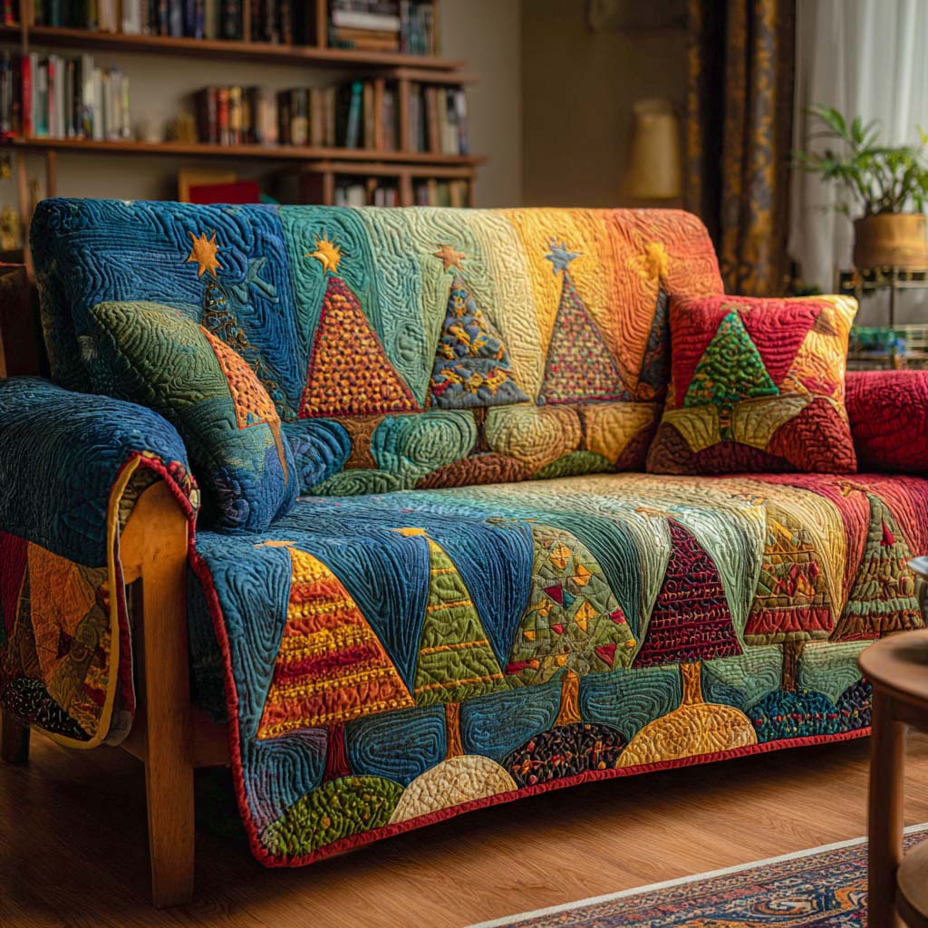 Vintage Holiday Pines Quilted Sofa Cover NCU0XD1923 – Vantique