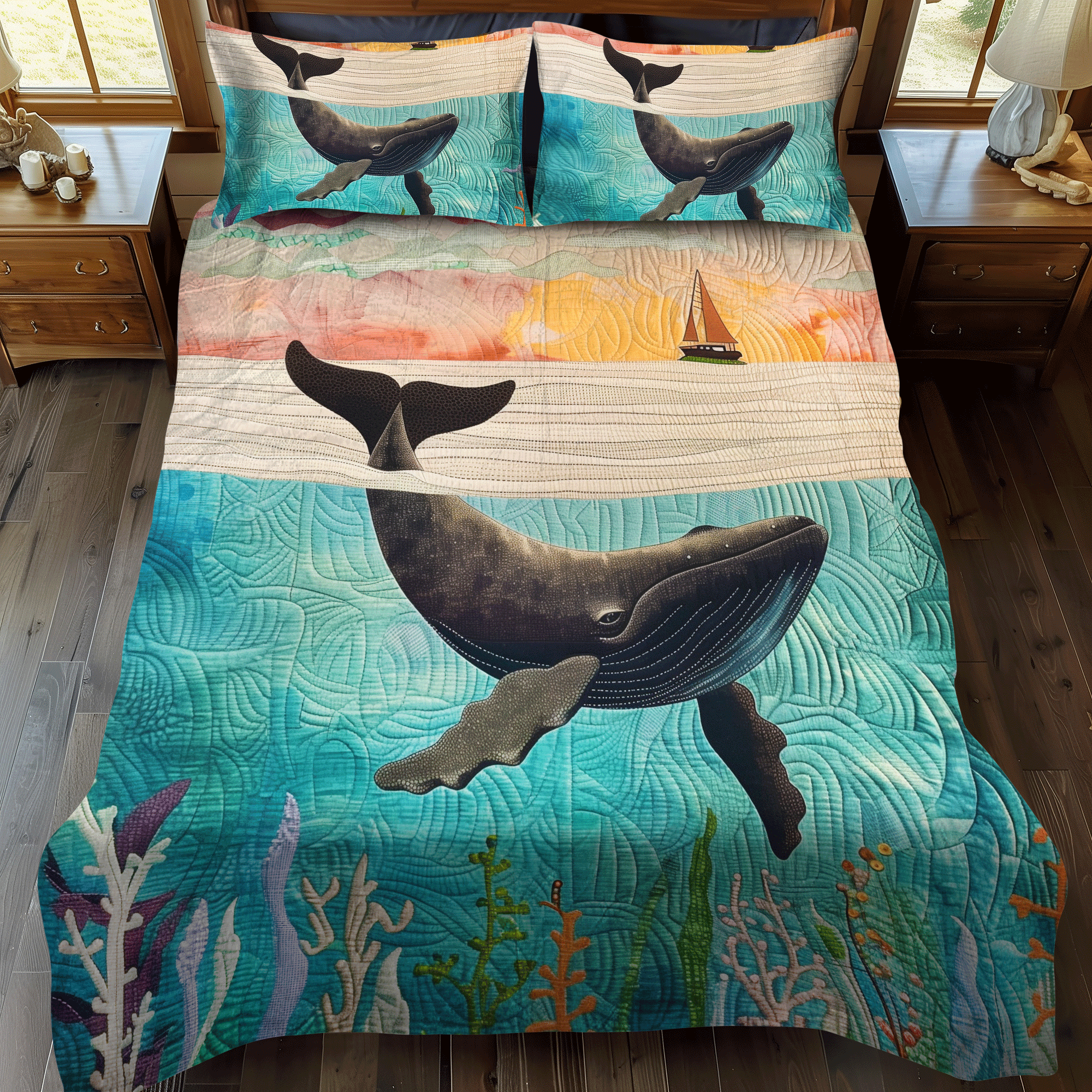 Voyager of the Vast 3-Piece Quilted Bedding Set NCU0DV227 – Vantique