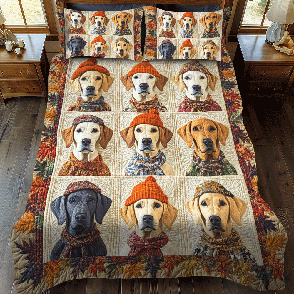 Warm And Fuzzy Labrador 3-Piece Quilted Bedding Set NCU0PD540 – Vantique