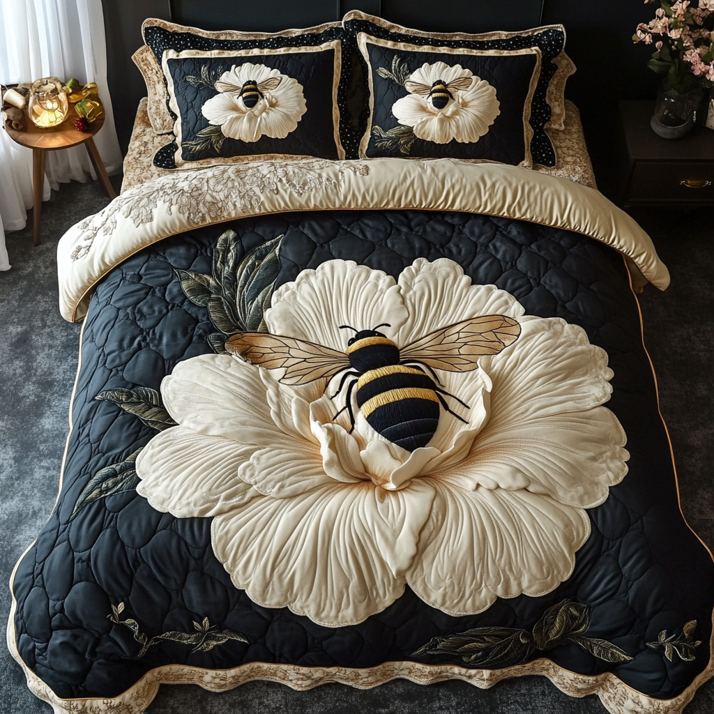 Wild Bee 3-Piece Quilted Bedding Set NCU0DK8919 – Vantique