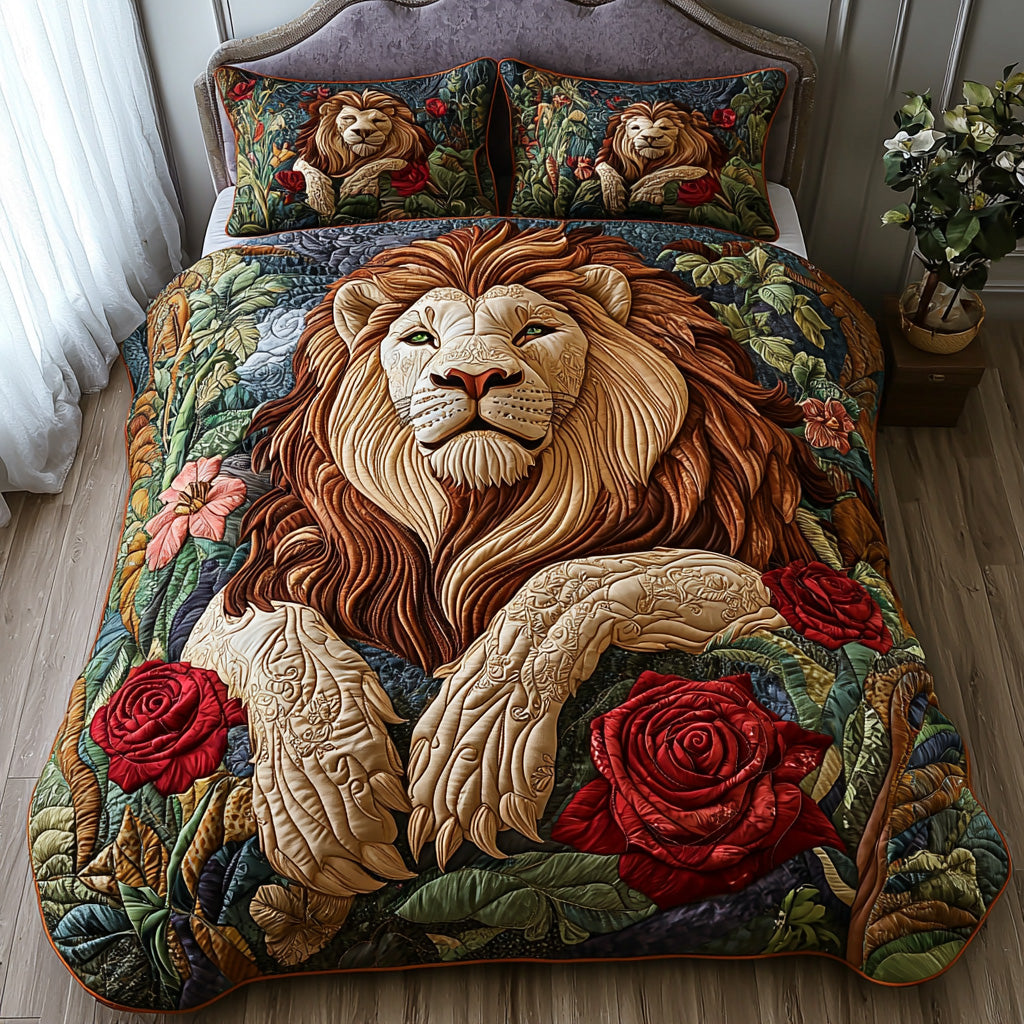 Wild Lion 3-Piece Quilted Bedding Set NCU0DV6271 – Vantique