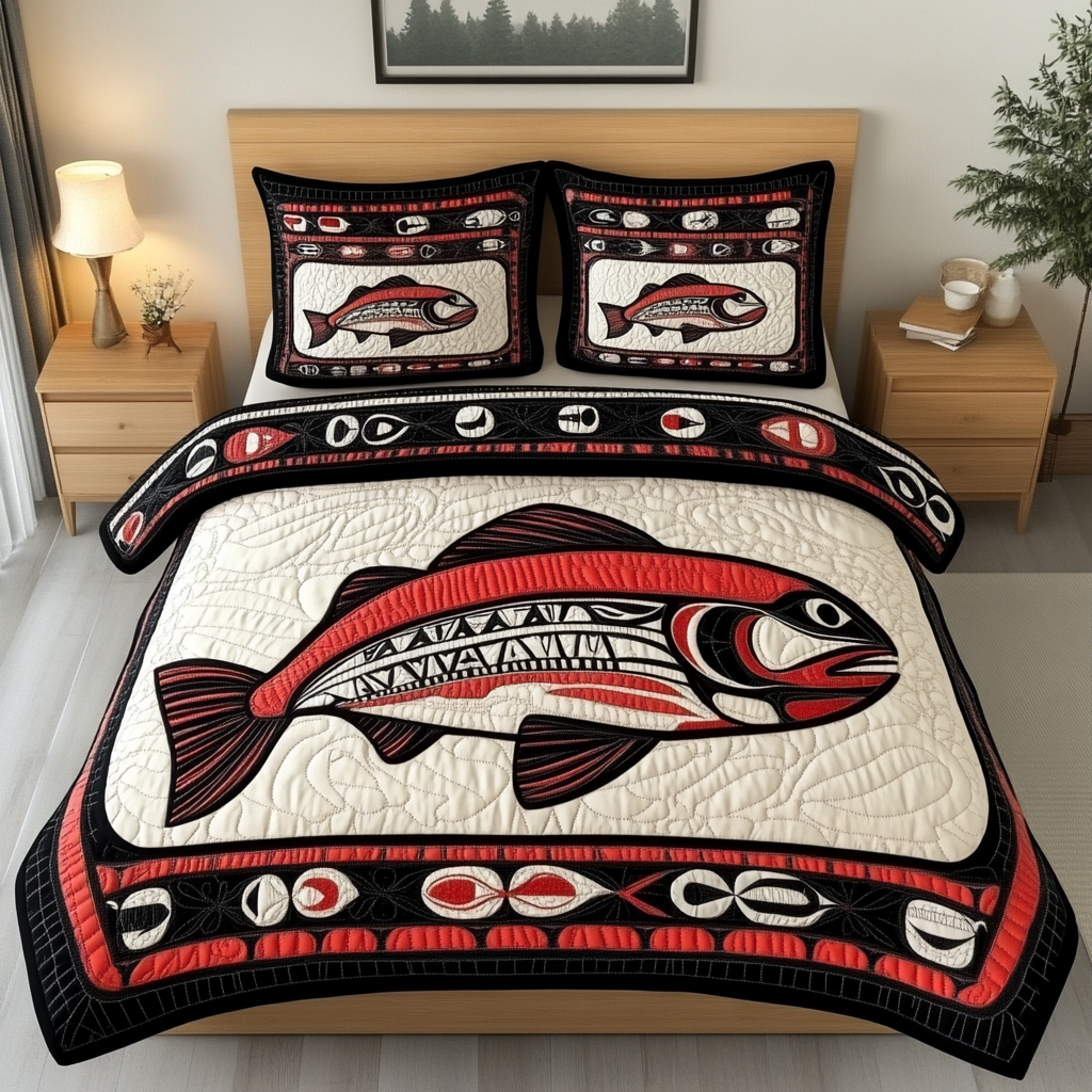 Wild Salmon 3-Piece Quilted Bedding Set NCU0DK4095 – Vantique