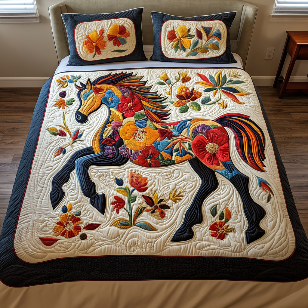 Wildflower Steed 3-Piece Quilted Bedding Set NCU0VH1148 – Vantique