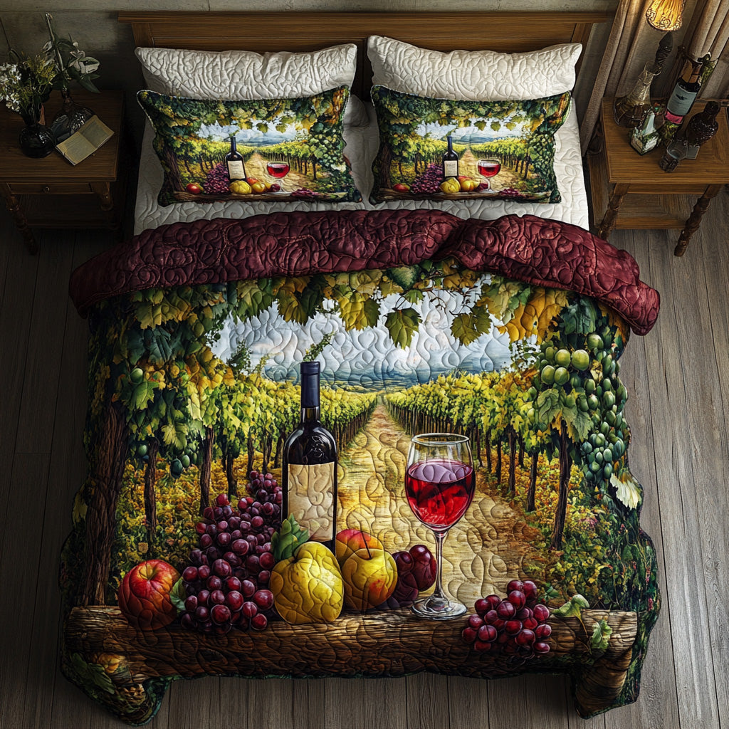 Wine Escape 3-Piece Quilted Bedding Set NCU0NT6023 – Vantique