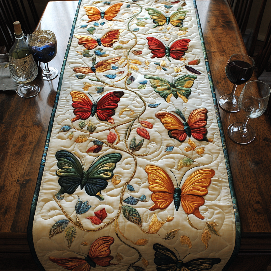 Winged Whimsy Quilted Table Runner NCU0DV3202 – Vantique