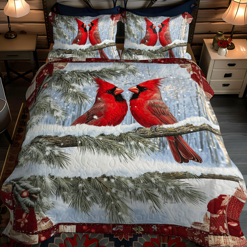 Winter Cardinal Bliss 3-Piece Quilted Bedding Set NCU0TL1505 – Vantique
