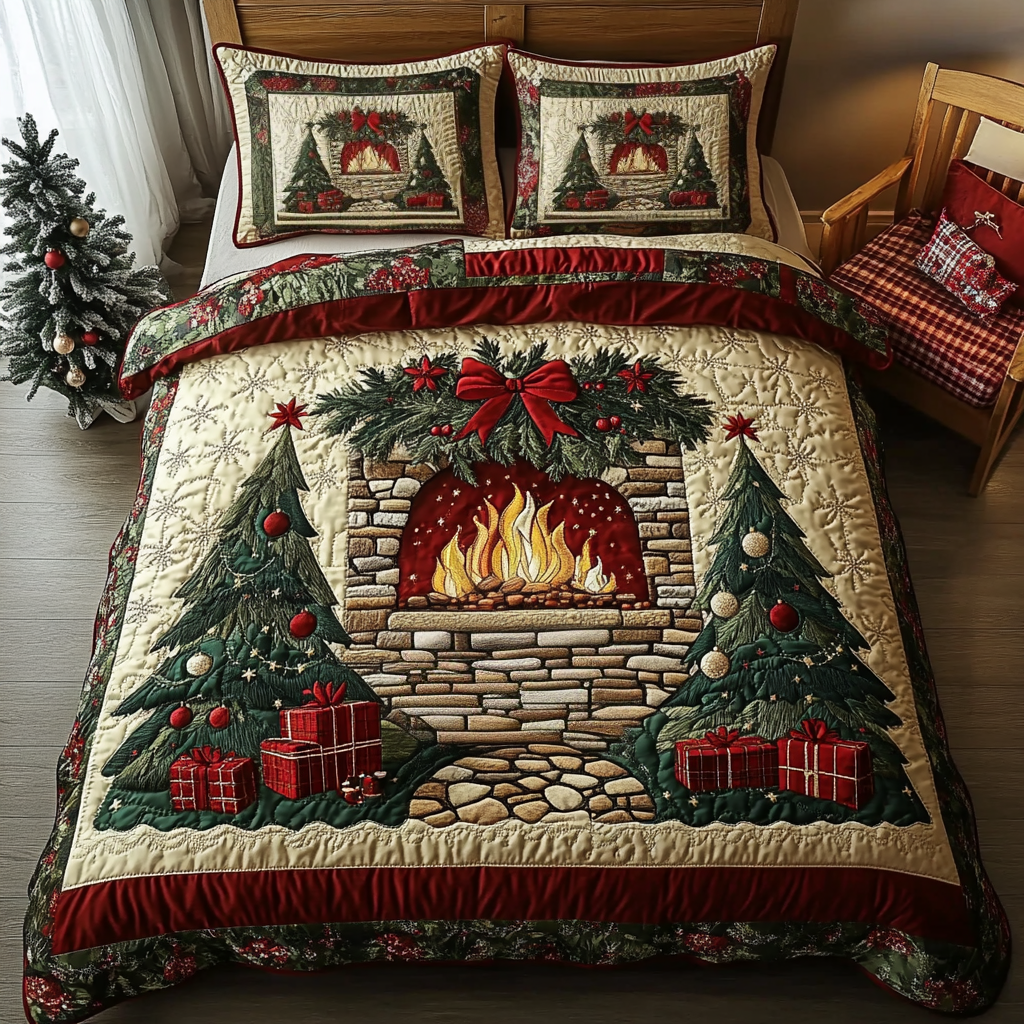 Winter Fire 3-Piece Quilted Bedding Set NCU0DK9840 – Vantique