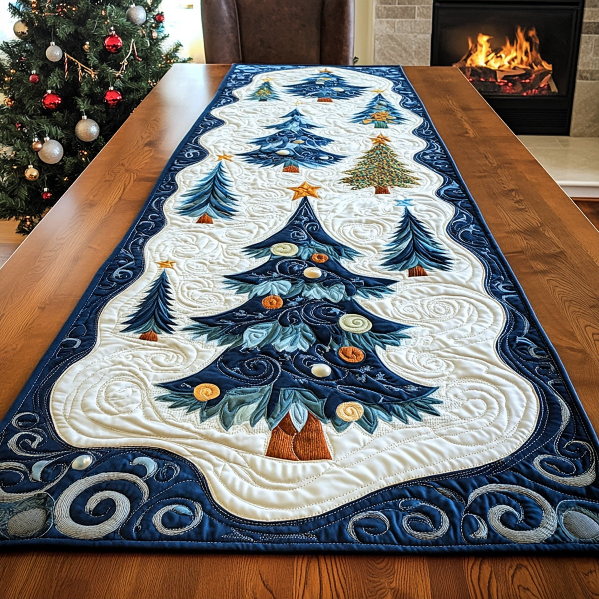 Winter Pine Forest Quilted Table Runner NCU0PT1393 – Vantique