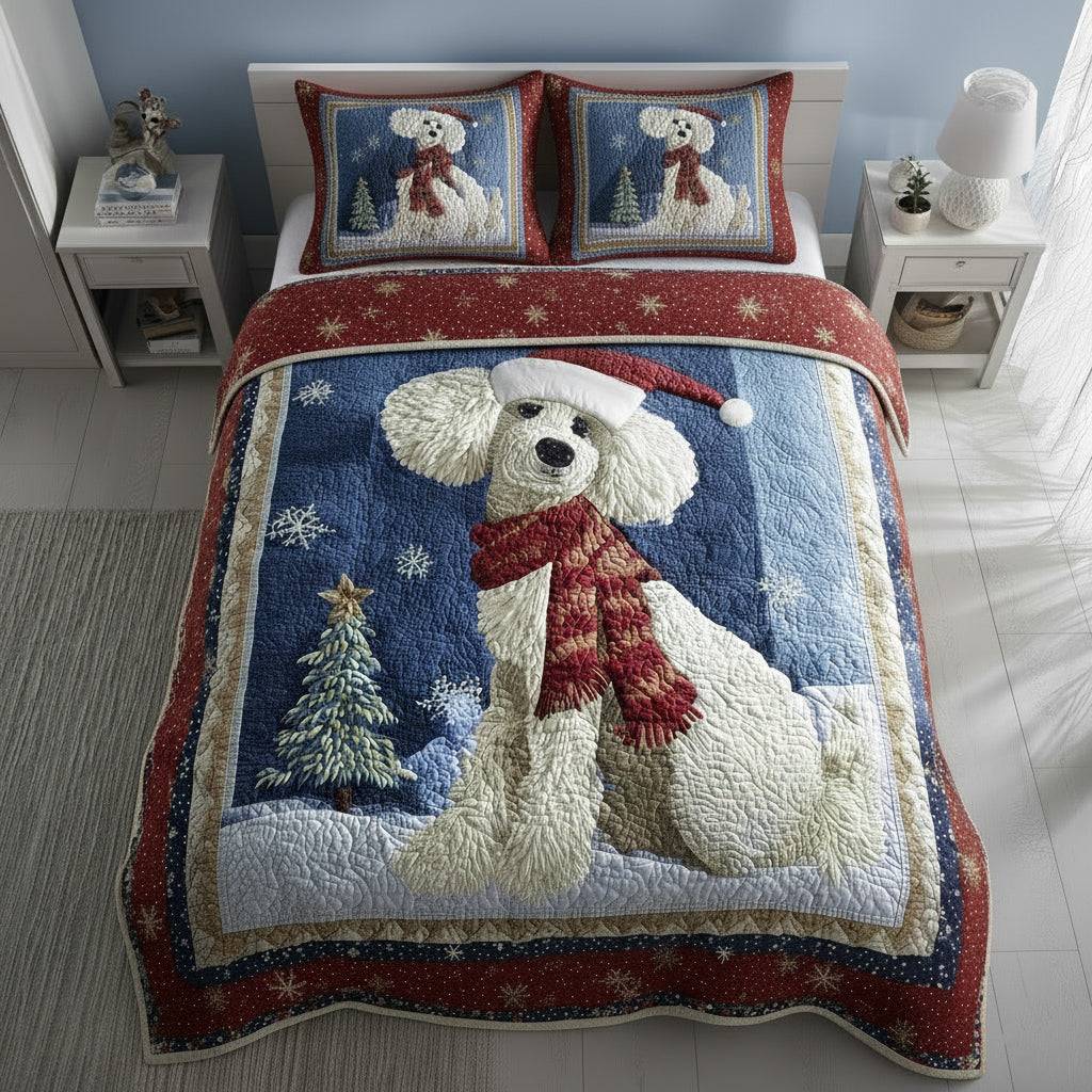Winter Poodle 3-Piece Quilted Bedding Set NCU0HH921 – Vantique