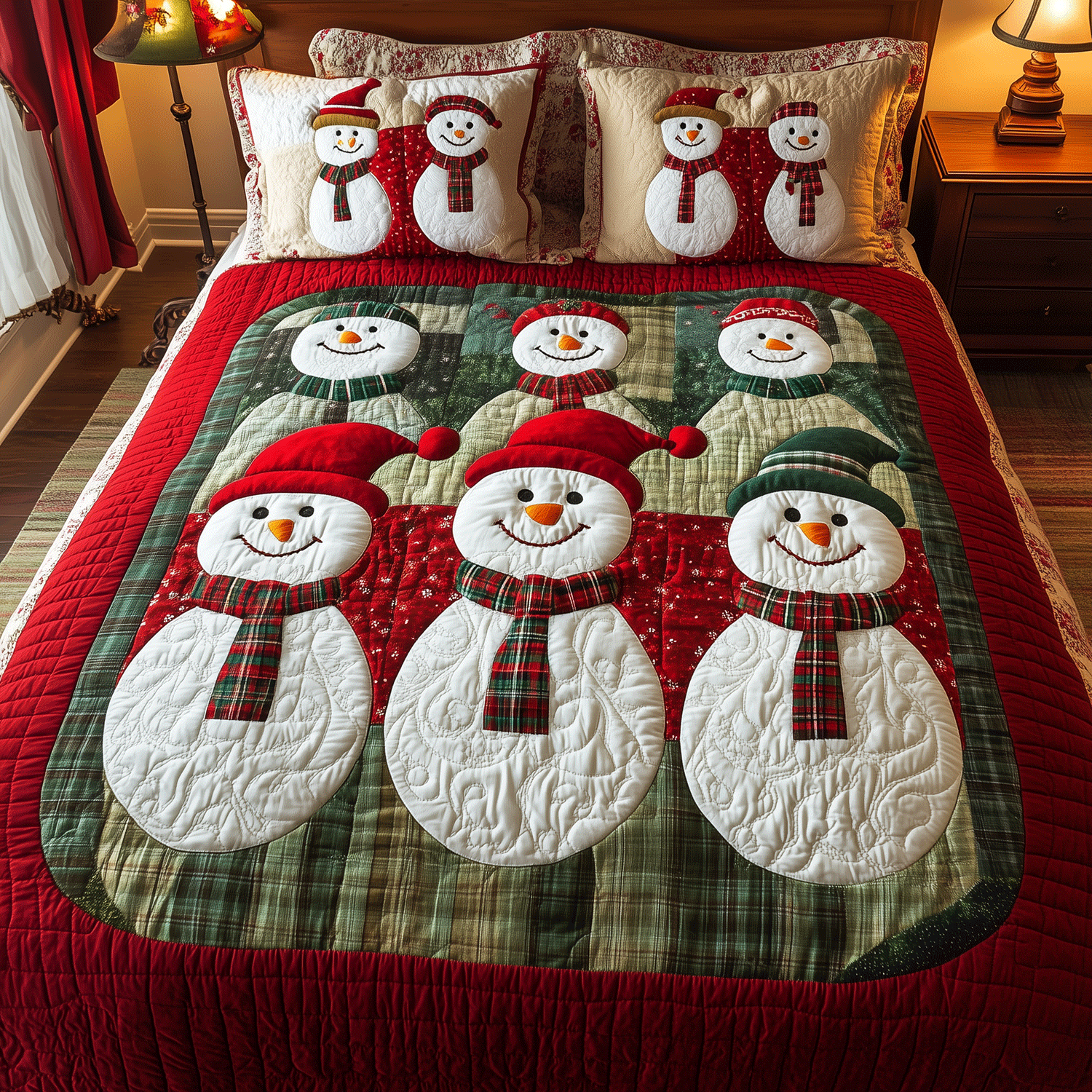 Winter Snowman Magic 3-Piece Quilted Bedding Set NCU0TH2128 – Vantique