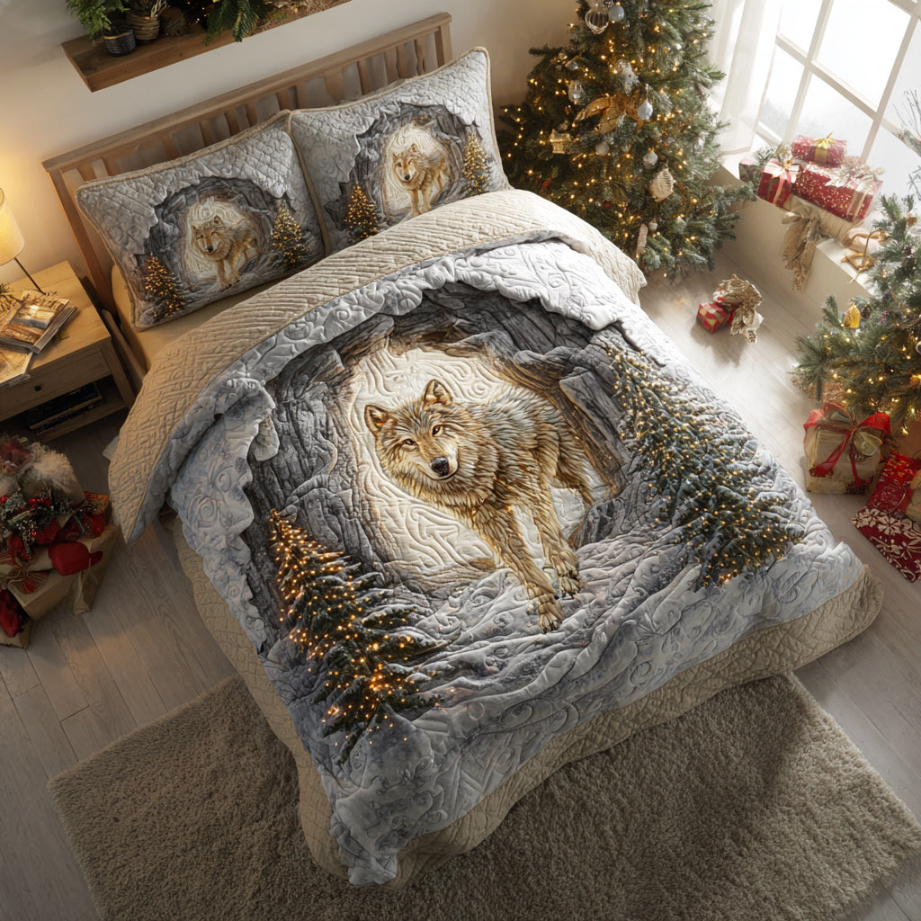 Wolf Den Snow 3-Piece Quilted Bedding Set NCU0HH1452 – Vantique