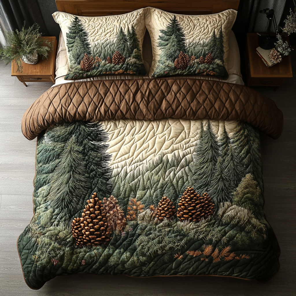 Woodland Pine 3-Piece Quilted Bedding Set NCU0VH5331 – Vantique
