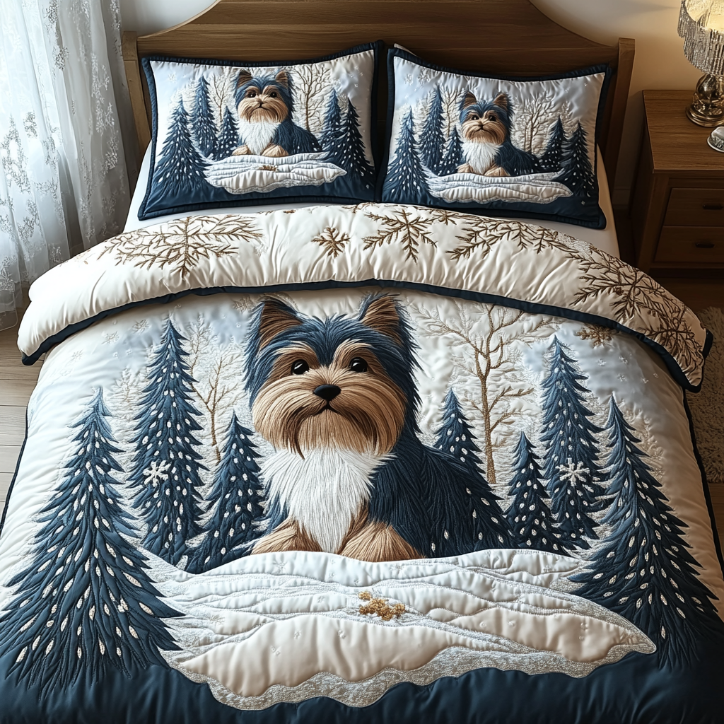 Yorkie Love 3-Piece Quilted Bedding Set NCU0DV5602 – Vantique