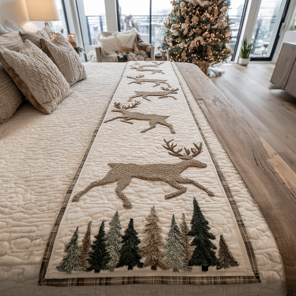 Yuletide Stag Quilted Bed Runner NCU0DV7619 – Vantique
