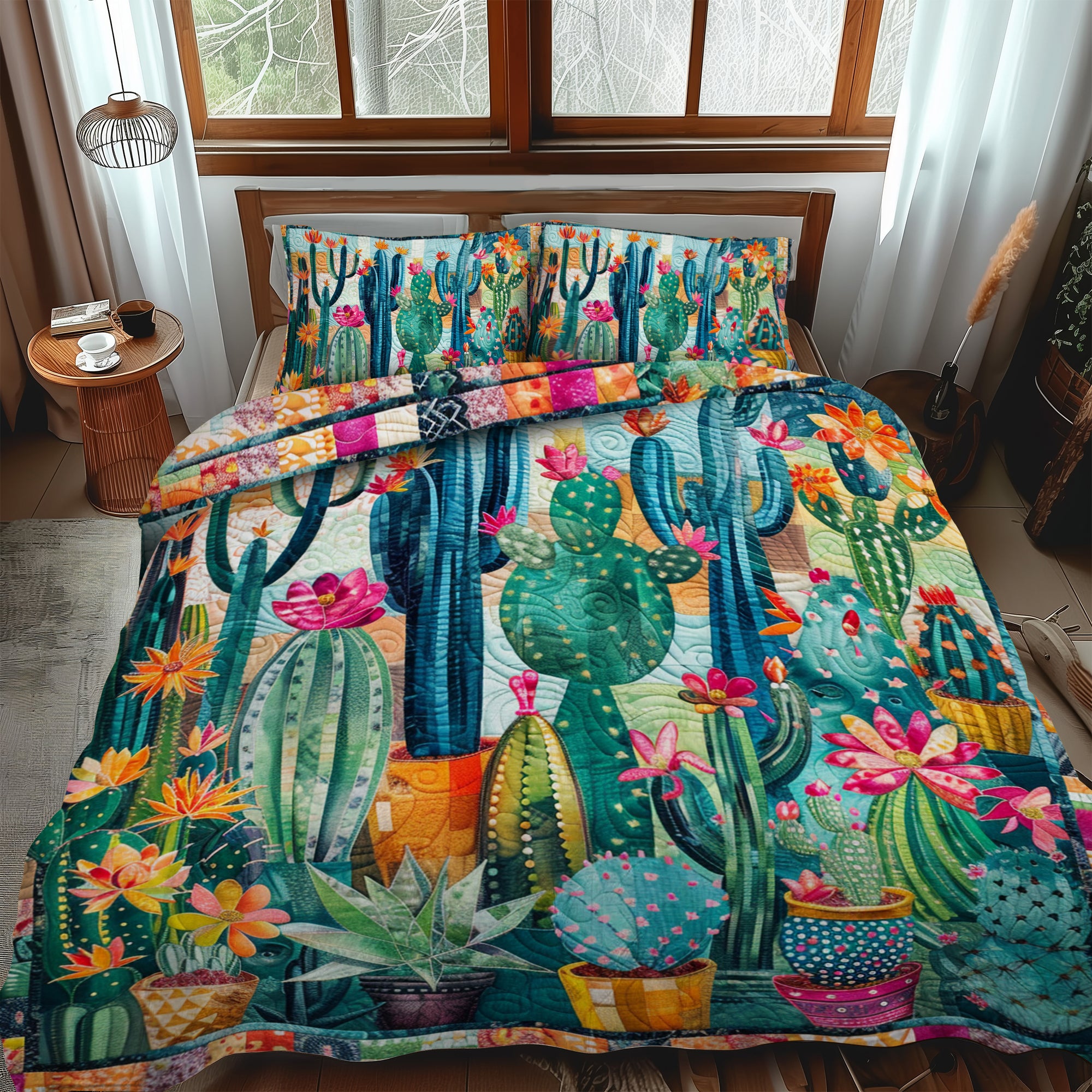 Succulent Cactus Garden 3-Piece Quilted Bedding Set NCU0PD056 – Vantique