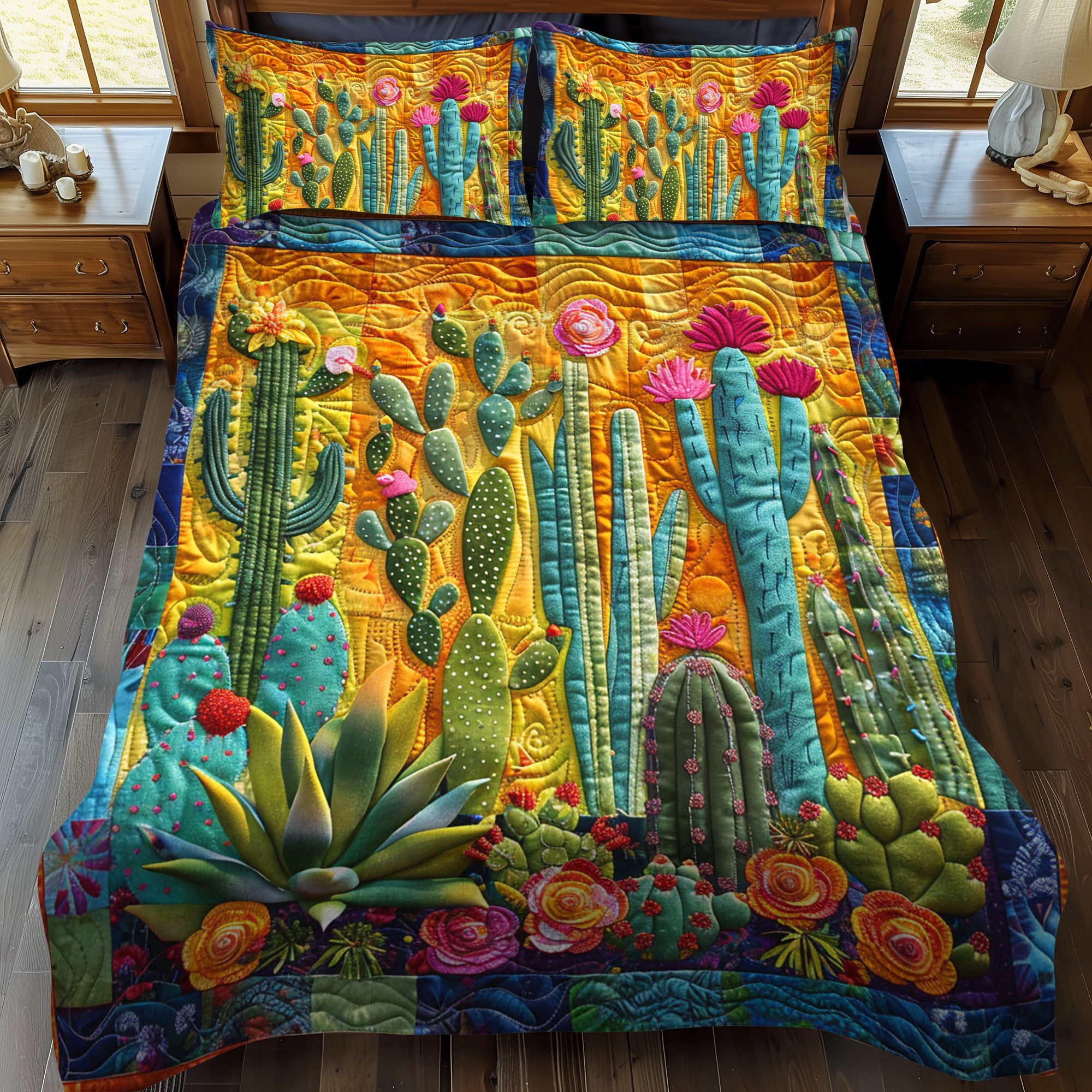 Exquisite Desert Cactus 3-Piece Quilted Bedding Set NCU0PD059 – Vantique