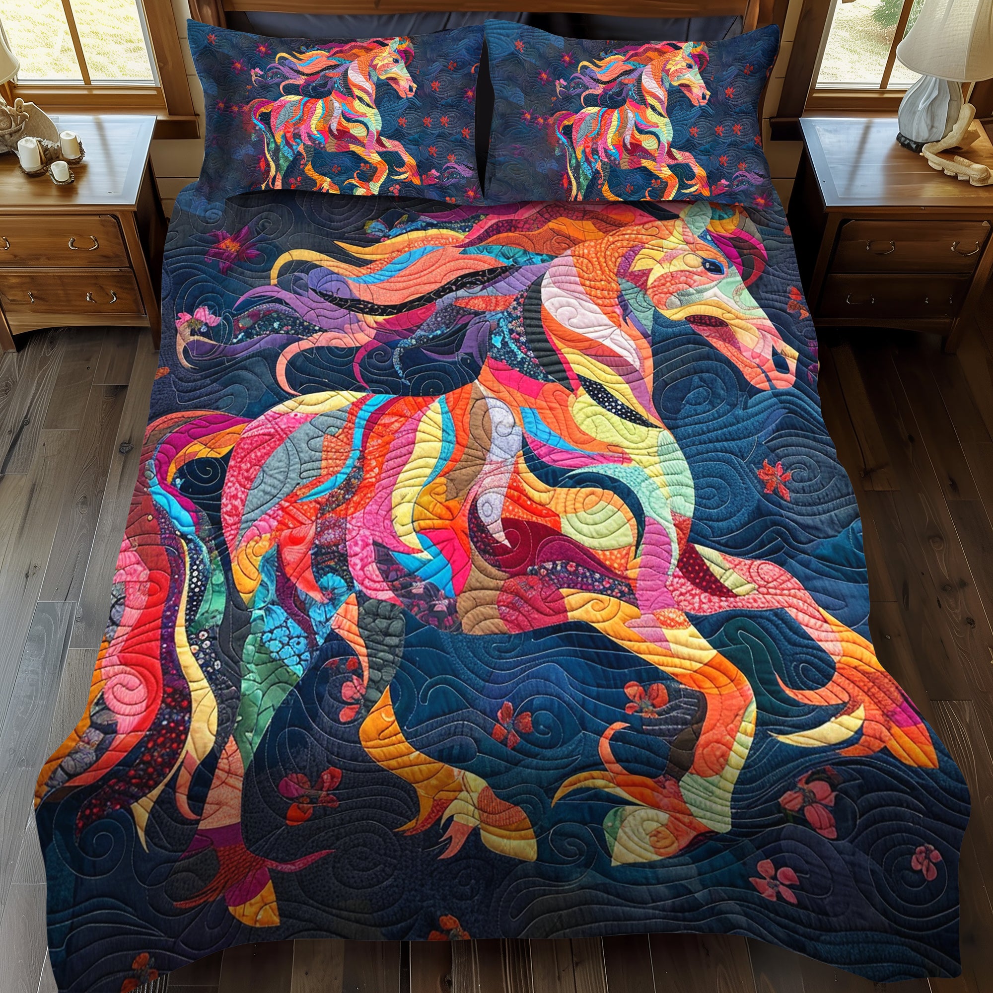 Majestic Equine 3-Piece Quilted Bedding Set NCU0PD169 – Vantique